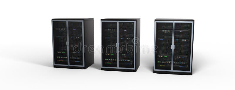 Modern Server Rack. Server Rack Image. Isolated on White Background. 3d ...