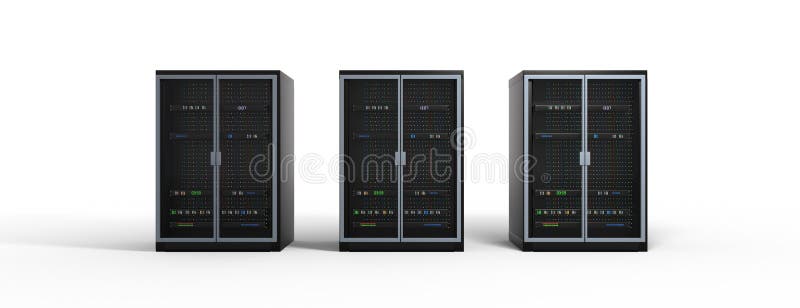 Modern Server Rack. Server Rack Image. Isolated on White Background. 3d ...