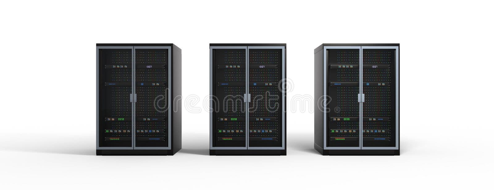 Modern Server Rack. Server Rack Image. Isolated on White Background. 3d ...