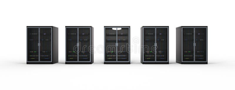 Modern Server Rack. Server Rack Image. Isolated on White Background. 3d ...