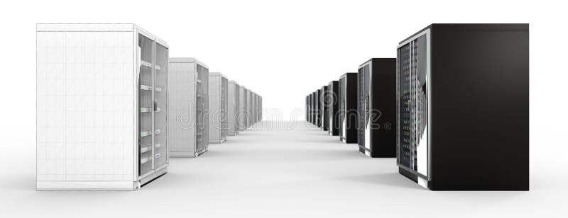 Row Server Rack White Background Stock Illustrations – 360 Row Server ...