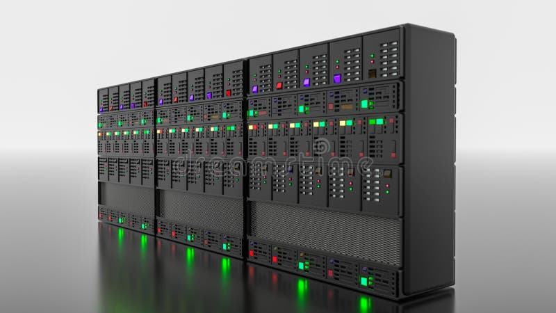 Modern Server Rack. Server Rack Image. White Background. 3d Render ...