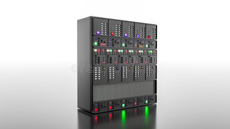 Modern Server Rack. Server Rack Image. Isolated on White Background. 3d ...