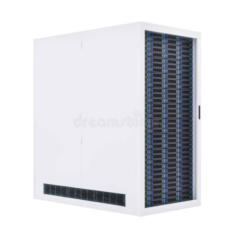 Modern Server Rack on White Background Stock Illustration ...