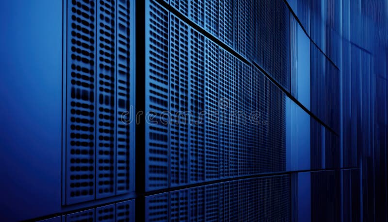 Modern Server Room with Blue Lighting and Intricate Panel Details at ...