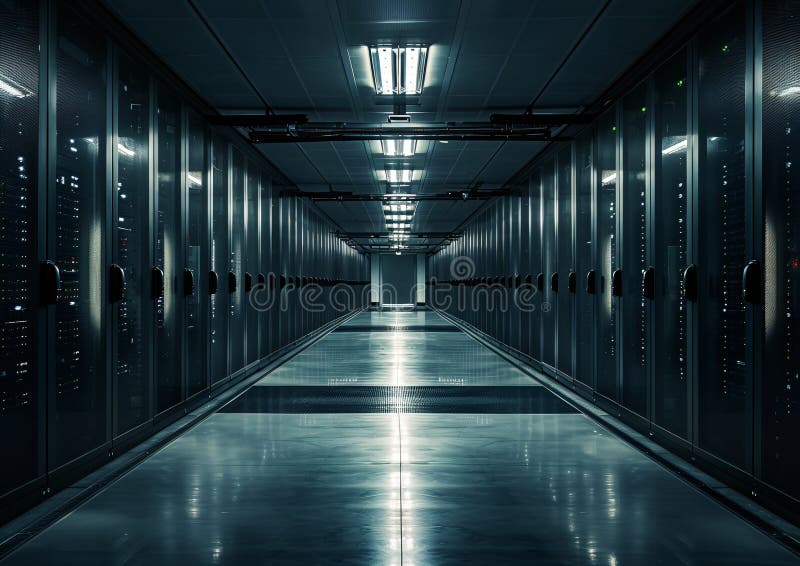 Modern Server Room in Cool Blue Tones: a Look Inside the Data Center ...