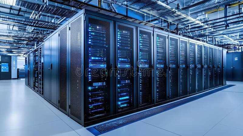 Modern Server Room in a Data Center Environment Stock Illustration ...