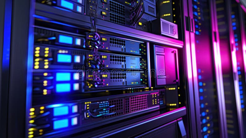 Modern Server Room Data Center Featuring a Rackmount LED Console in a ...