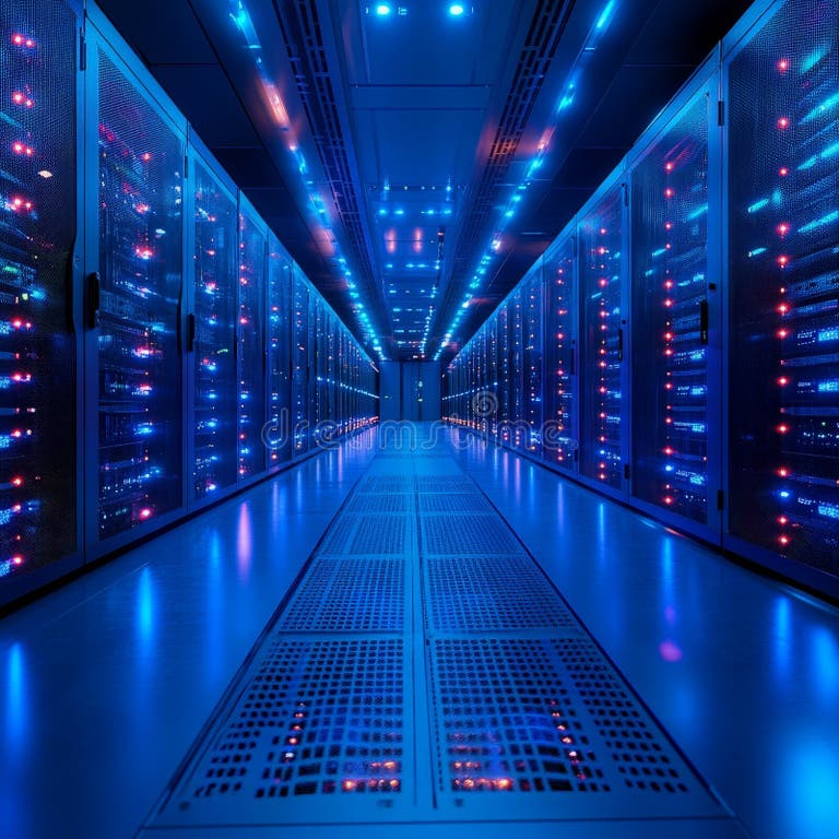 Modern Server Room with Digital Technology and Data Storage Systems ...