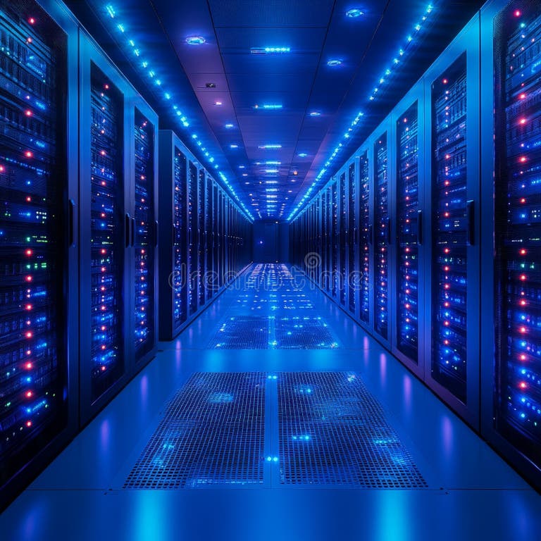 Modern Server Room with Digital Technology and Data Storage Systems Stock Illustration ...