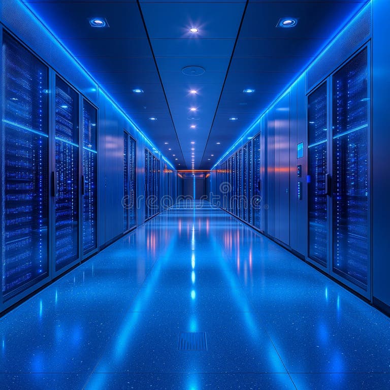 Modern Server Room with Digital Technology and Data Storage Systems ...