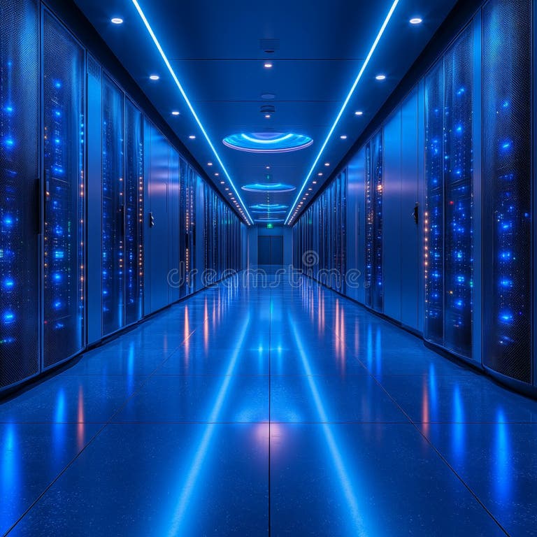 Modern Server Room with Digital Technology and Data Storage Systems ...