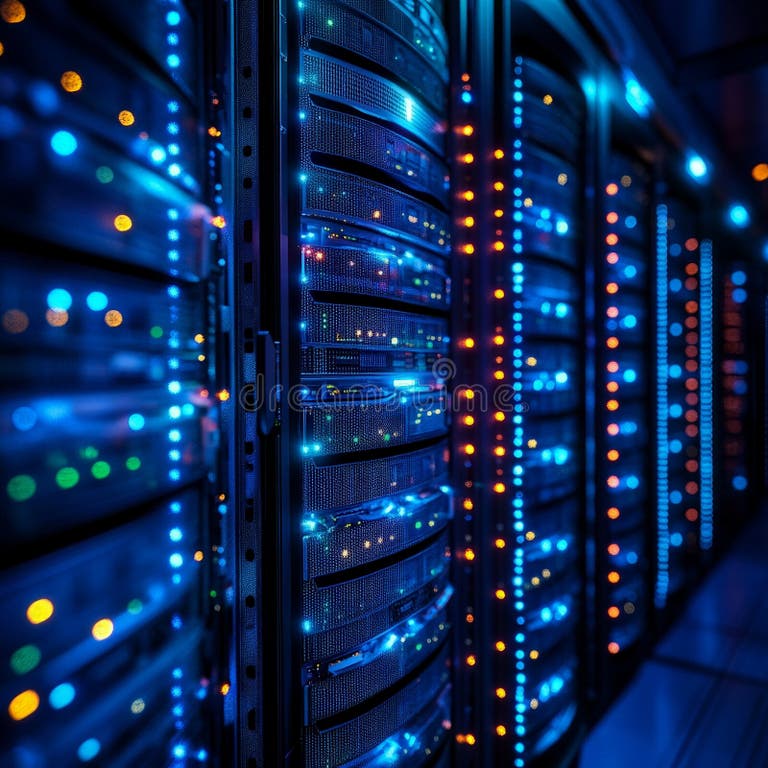 Modern Server Room with Digital Technology and Data Storage Systems ...