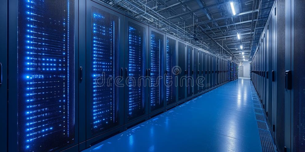 Modern Server Room with Digital Technology and Data Storage Systems ...