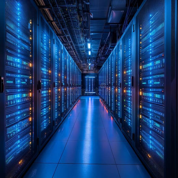 Modern Server Room with Digital Technology and Data Storage Systems ...