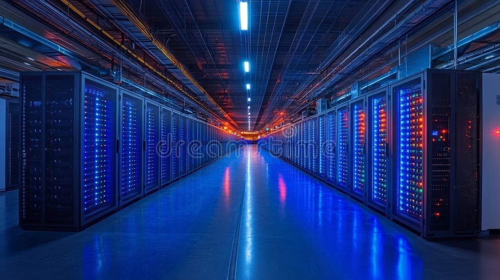 Modern Server Room with Digital Technology and Data Storage Systems ...