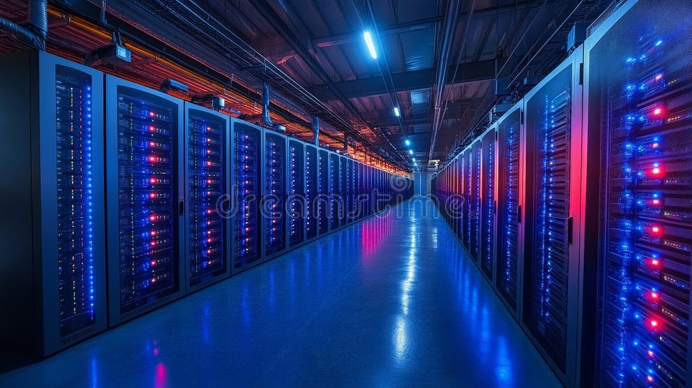 Modern Server Room with Digital Technology and Data Storage Systems ...