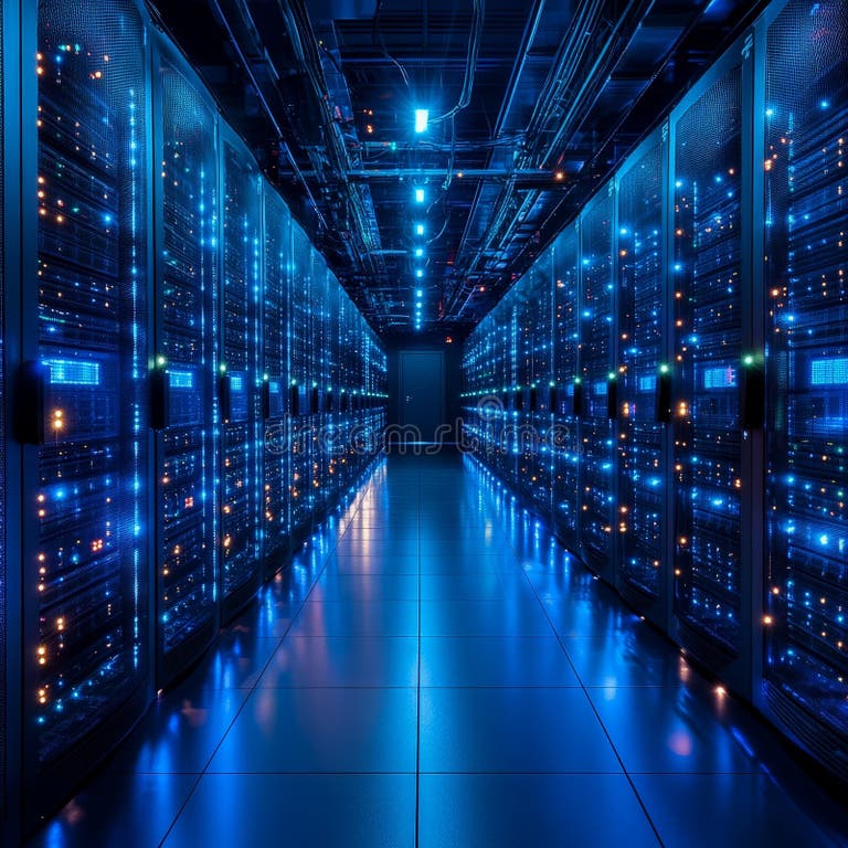 Modern Server Room with Digital Technology and Data Storage Systems ...