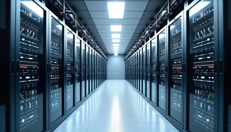 Modern Server Room Displays Neat Racks, Cables. Organized Tech ...