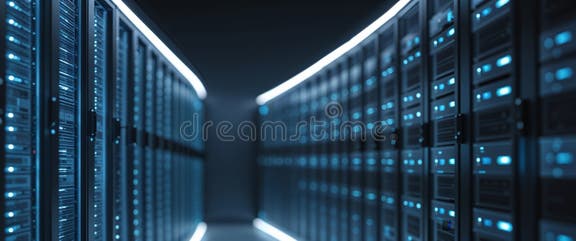 Modern Server Room Dominated by Blue Servers Creating a Cool and ...