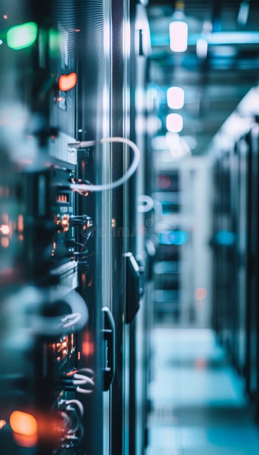 Modern Server Room Featuring High Tech Data Center with Electrical ...