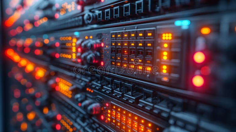 Modern Server Room Filled with NAS Devices, Vibrant LED Indicators in ...