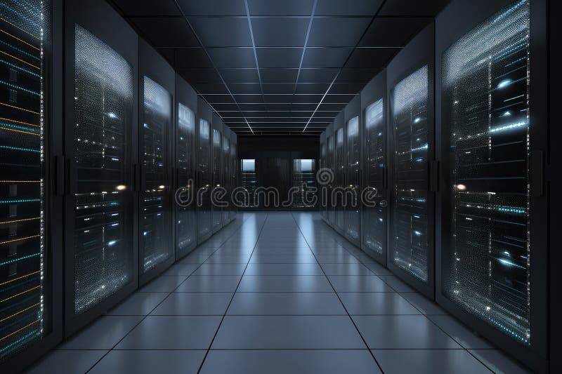 Modern Server Room Gray. Generate Ai Stock Illustration - Illustration ...