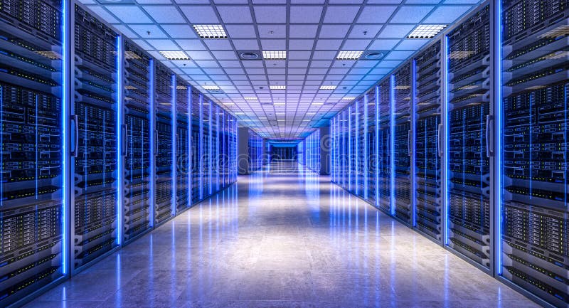 Server Room Interior. Data Center. Generative AI Stock Illustration ...
