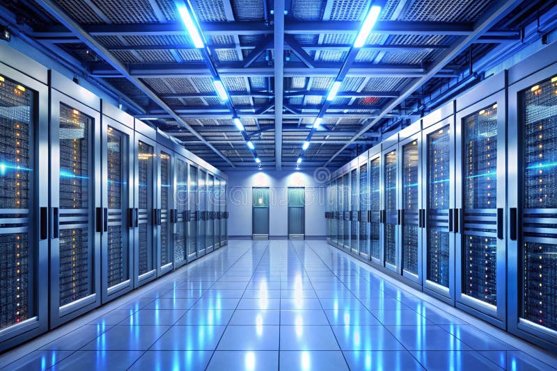 Modern Server Room Interior: Data Center Stock Illustration ...