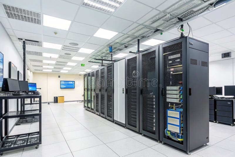 Modern Server Room Interior: Data Center Stock Illustration ...