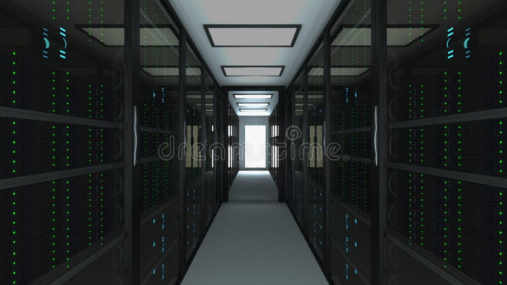 Modern Data Center Server Room Technology Infrastructure Stock ...