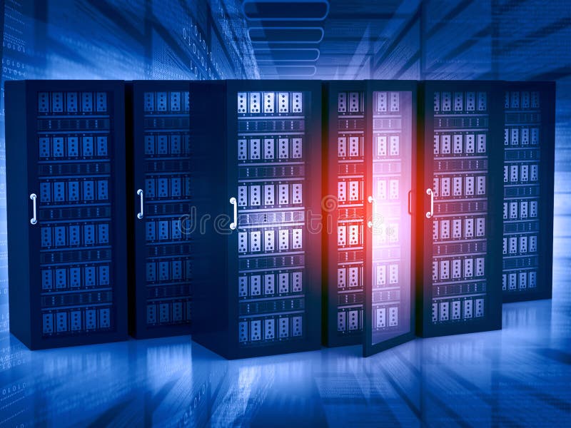 Modern Server Room with Laptop Stock Illustration - Illustration of ...