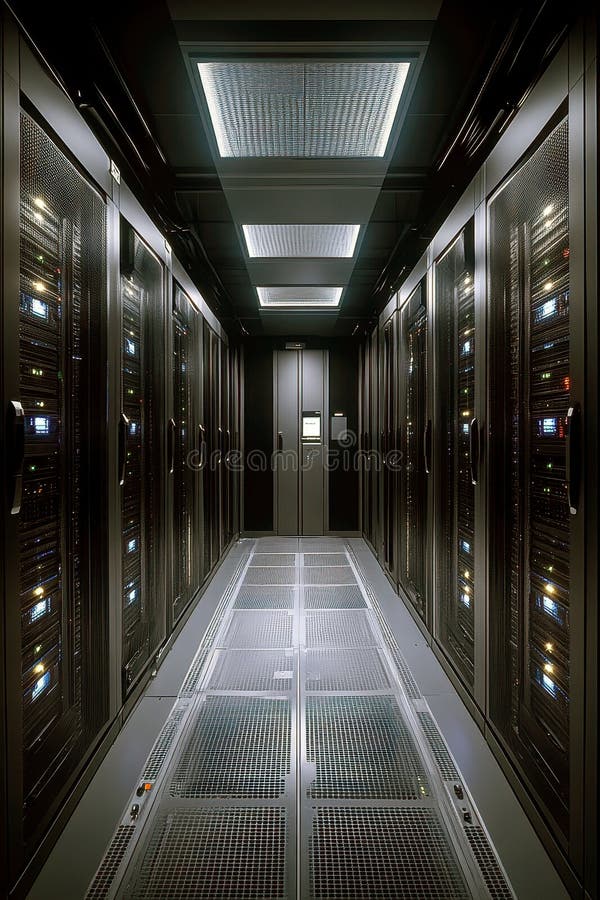 Modern Server Room Led Lit Racks Cooling Infrastructure Stock Photos ...