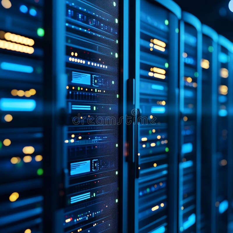 Modern Server Room with Racks Equipment, Big Data, Cloud Computing and ...