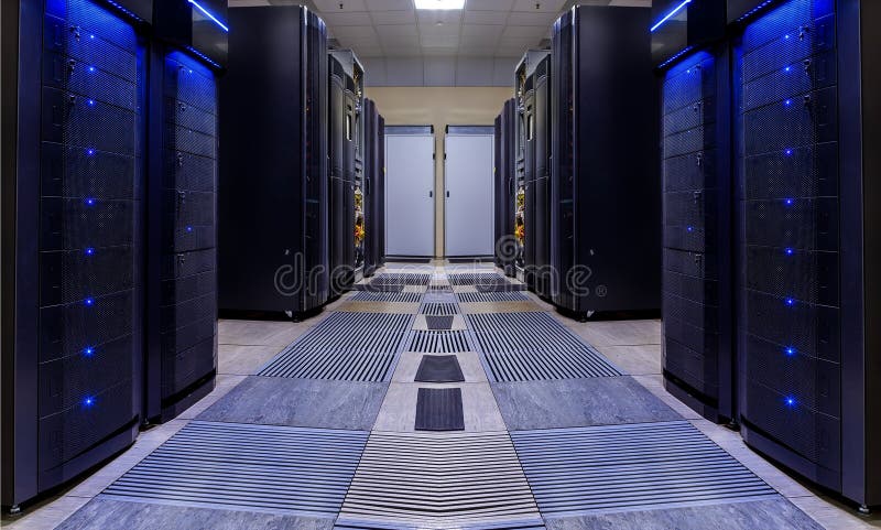 Modern Server Room Symmetry Ranks Modern Supercomputers Light Stock ...