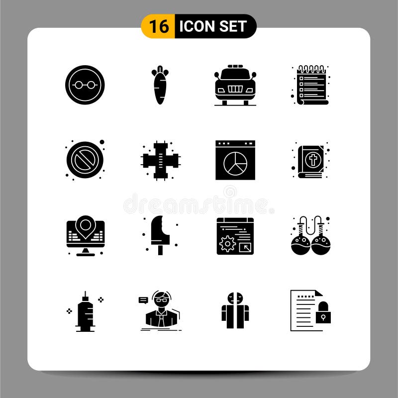 Modern Set of 16 Solid Glyphs Pictograph of Stop, Check List, Nature ...