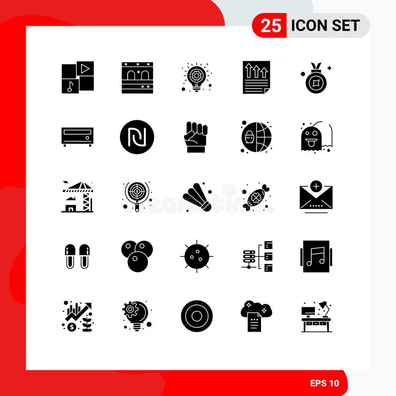 Modern Set of 25 Solid Glyphs and Symbols Such As Award Badge, Report ...