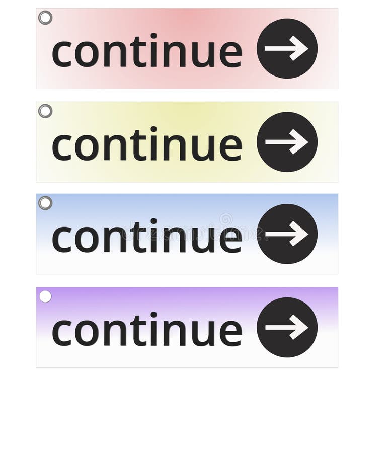 Continue Buttons for Web Icon Various Color White Background Stock ...