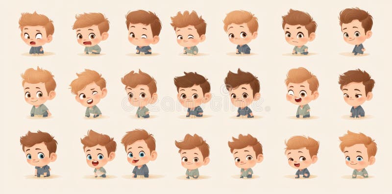 A Modern Set of Comic Faces Inspired by the 70s Groove, Featuring a ...