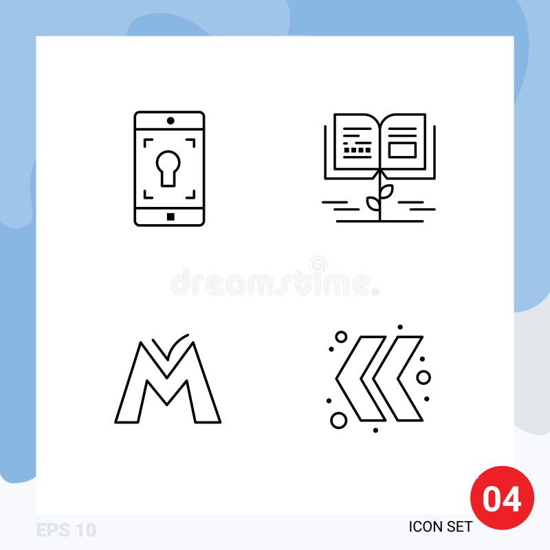 Modern Set of 4 Filledline Flat Colors and Symbols Such As Application ...