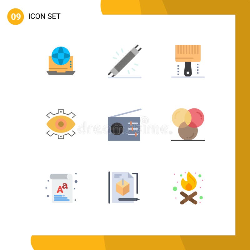 Modern Set of 9 Flat Colors Pictograph of Creative, Programing ...