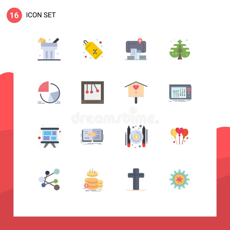 Modern Set of 16 Flat Colors Pictograph of Statistics, Chart, City ...