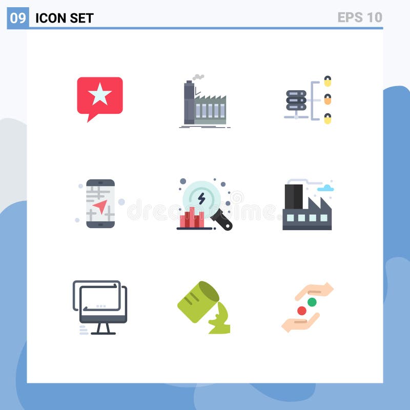 Modern Set of 9 Flat Colors and Symbols Such As Analysis, Direction ...
