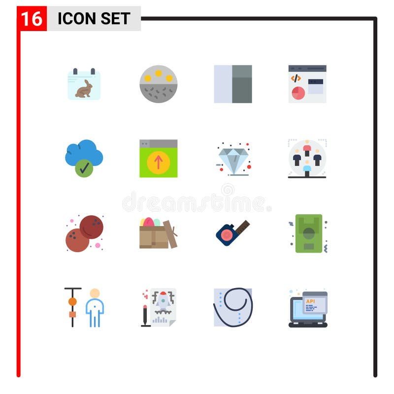 Modern Set of 16 Flat Colors and Symbols Such As Complete, Programming ...