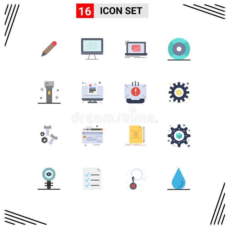 Modern Set of 16 Flat Colors and Symbols Such As Help, Basic ...