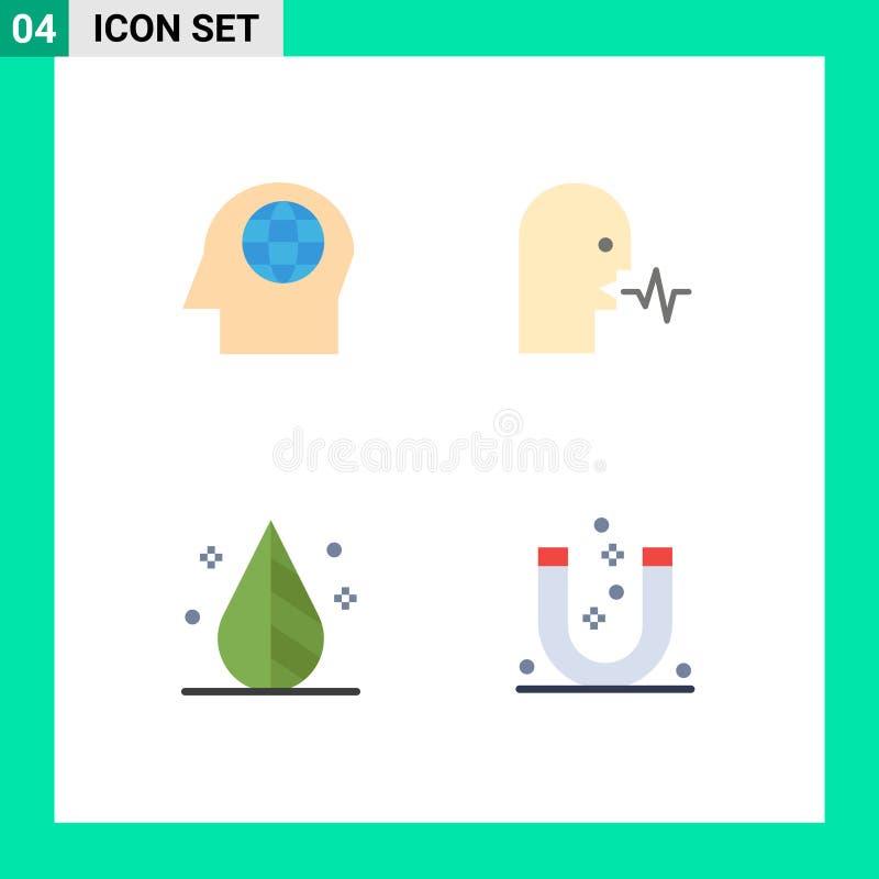 Modern Set of 4 Flat Icons and Symbols Such As Face, Design, Audio ...