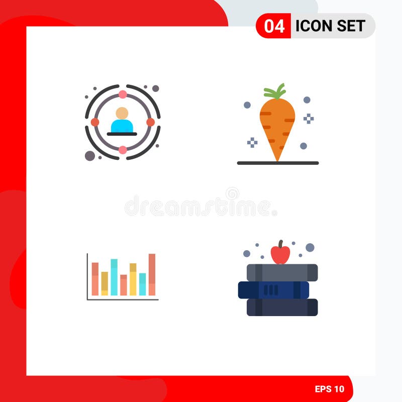 Modern Set of 4 Flat Icons and Symbols Such As Link, Graph, People ...