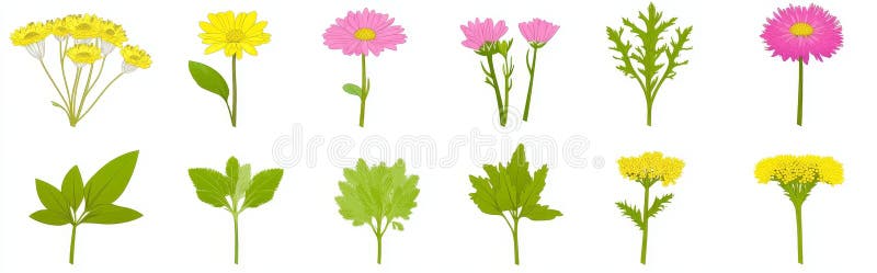 Modern Set of Floral Design Elements and a Flower Collection Stock ...