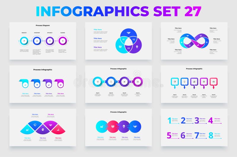 Modern Set of Infographics Featuring Process and Diagram Templates for ...