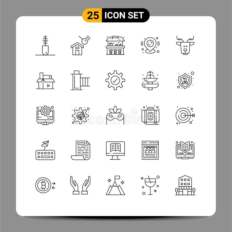 Modern Set of 25 Lines and Symbols Such As Canada, Alpine, Sand Castle ...